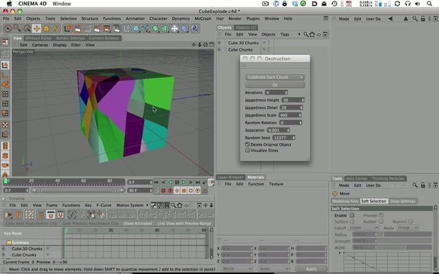 Shattering an Object in Cinema 4D with Destruction and Mograph 2 on Vimeo