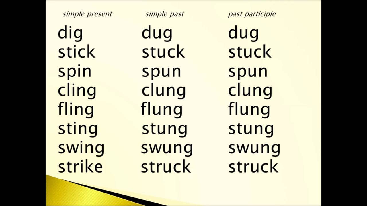 Irregular Verbs 3 Parts Phonetic Group 2 - Dig Dug Dug on Vimeo