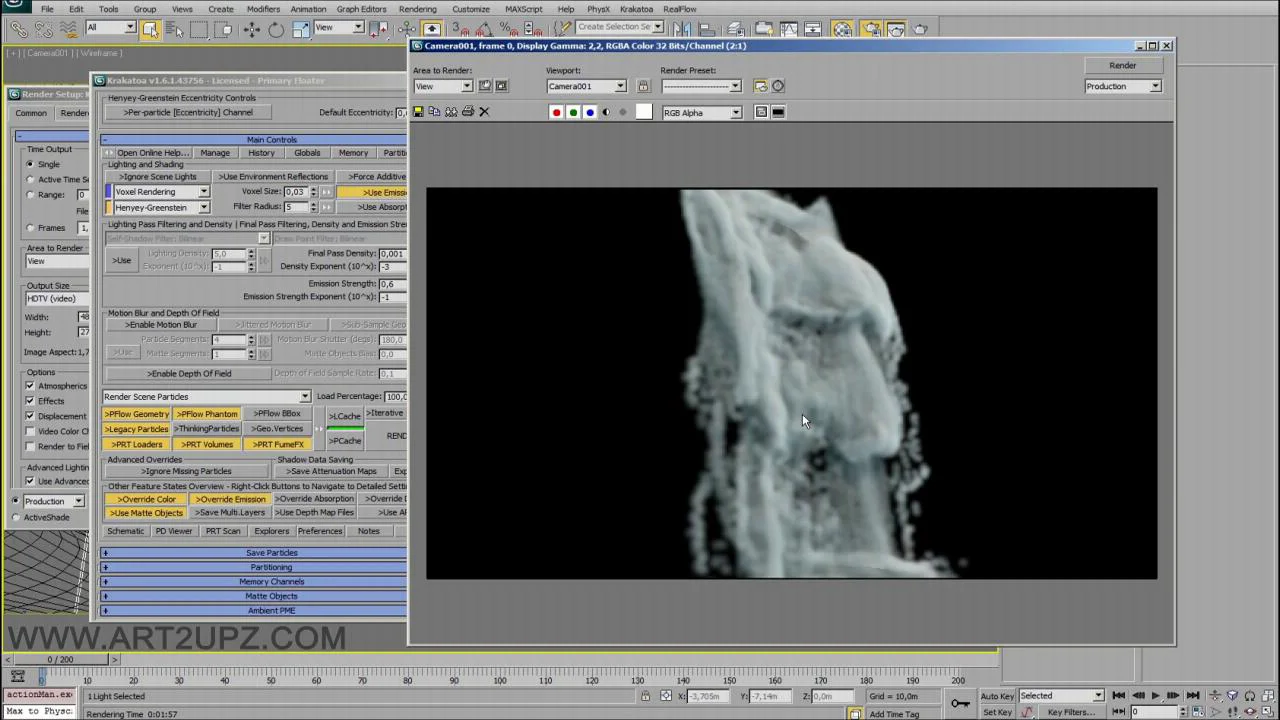 Tutorial Realflow WaterFall Render Krakatoa part 2