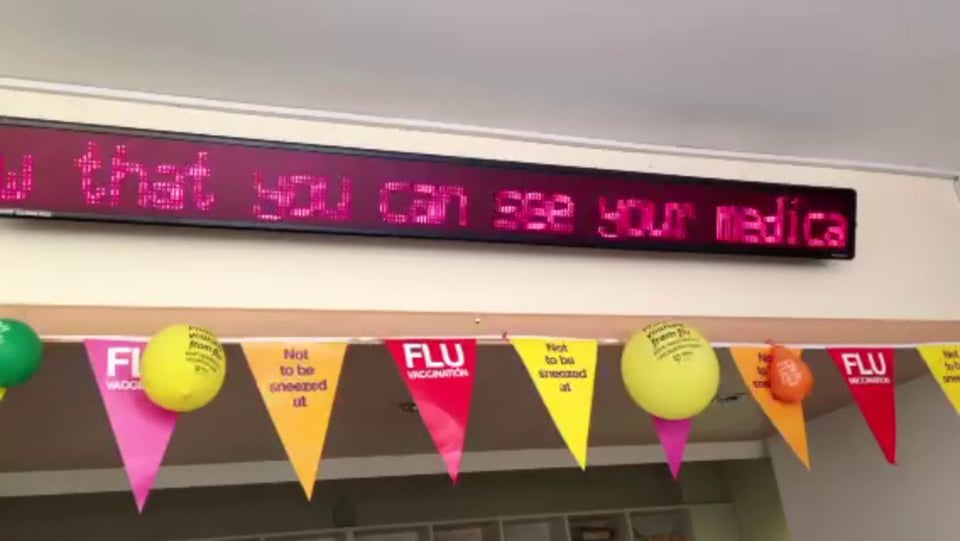 Jayex in waiting room advertising record access on Vimeo