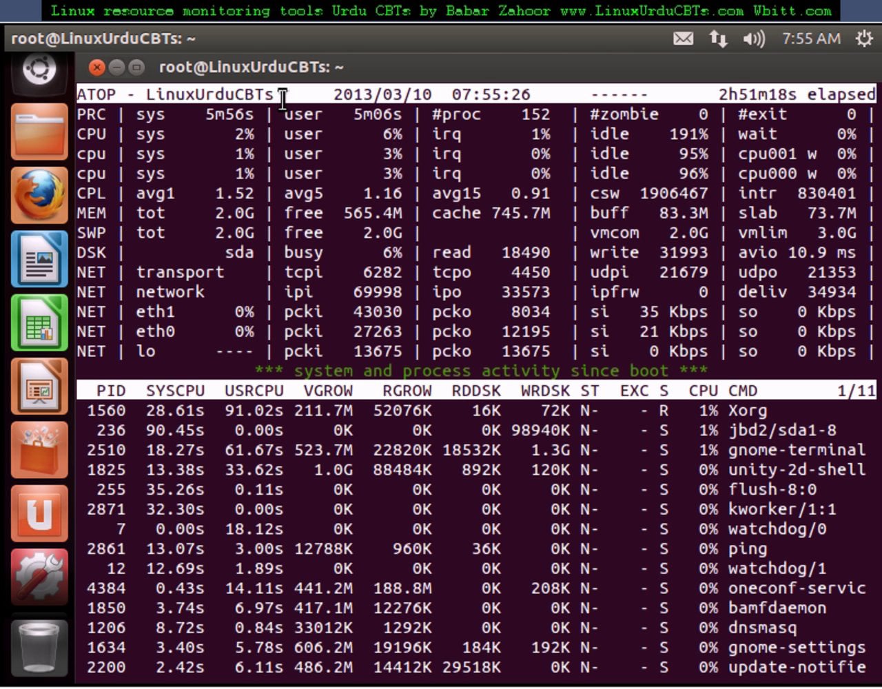 ATop Process monitoring in Ubuntu Linux Urdu CBT training video by ...