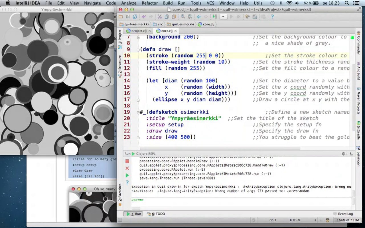 Clojure: Quil ensiaskeleet on Vimeo
