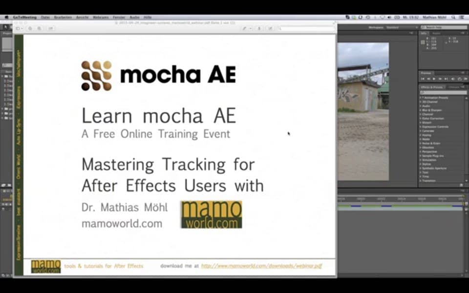 Learn mocha AE - Motion Tracking Webinar Recorded April 24, 2013 on Vimeo