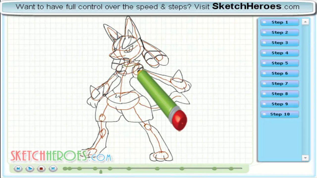 How to draw Lucario (Pokémon) – drawing tutorial video on Vimeo