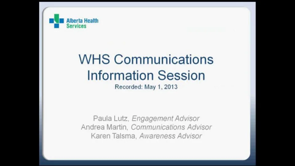 WHS Communications Information Session