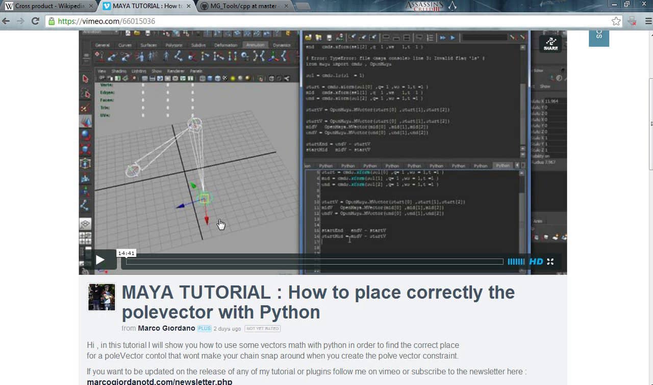 MAYA TUTORIAL : How to place correctly the polevector with Python PT2 on Vimeo