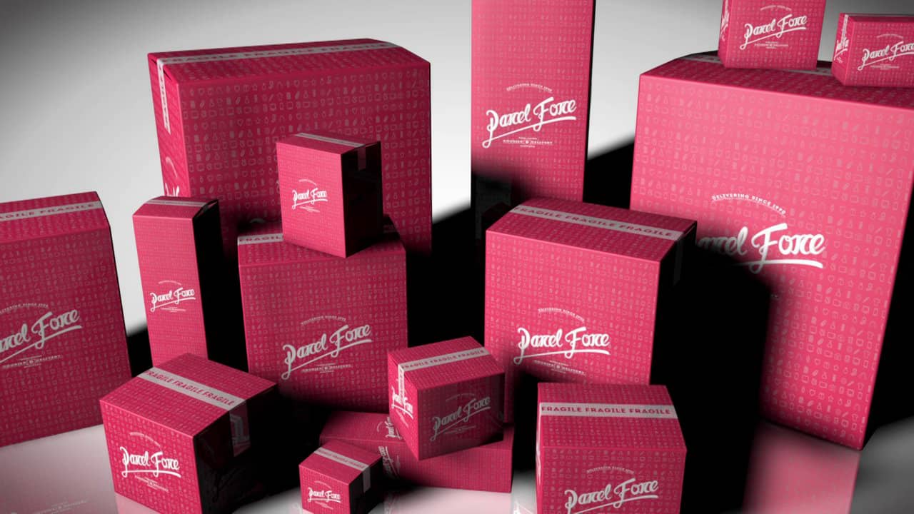 Parcelforce fly by over top - graphic design product packaging on Vimeo