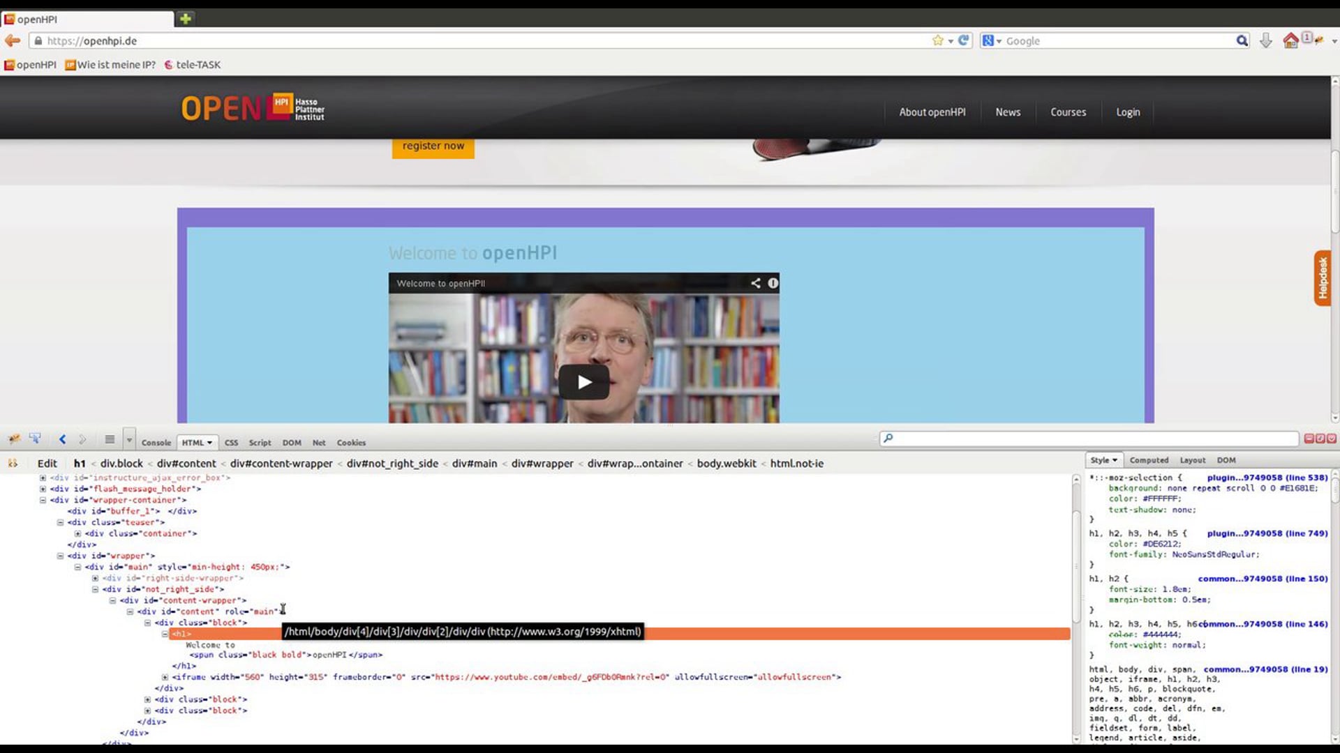 Tutorial: Firebug | Web-Technologien | openHPI