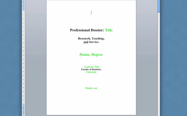 Dossier Template - Basic Template Information on Vimeo