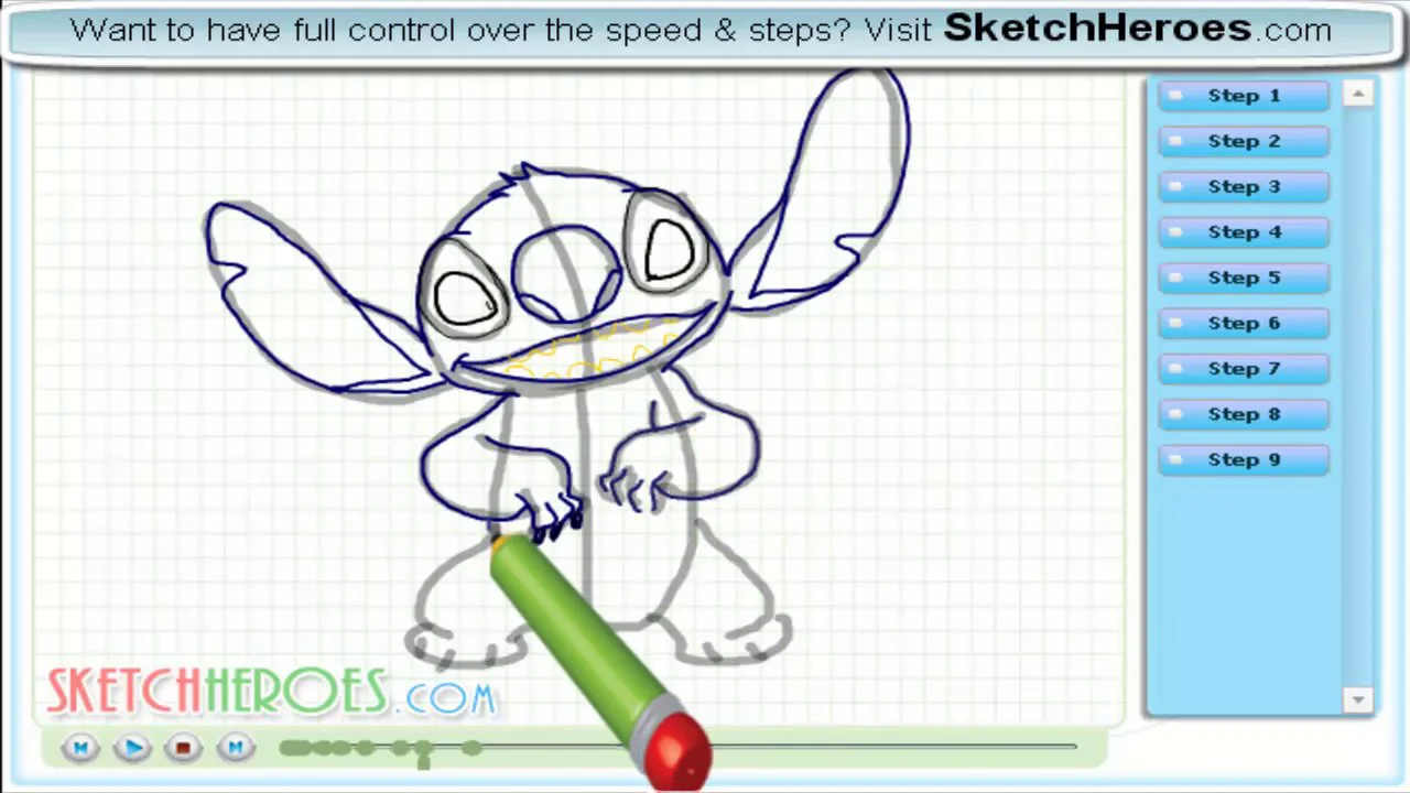 How To Draw Stitch From Lilo And Stitch Step By Step