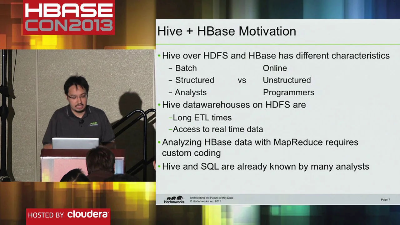 HBaseCon 2013: Integration of Apache Hive and HBase on Vimeo