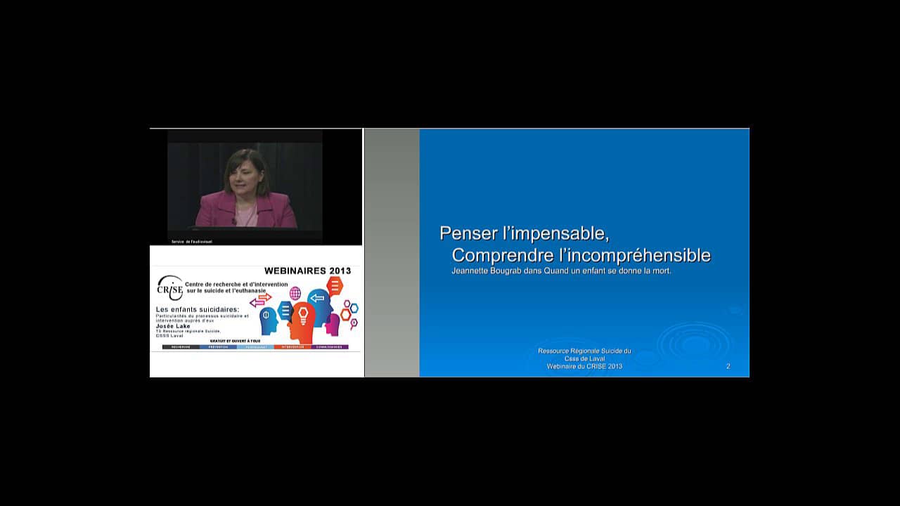 WEBINAIRE 6 - JOSÉE LAKE - Les enfants suicidaires - particularités et ...