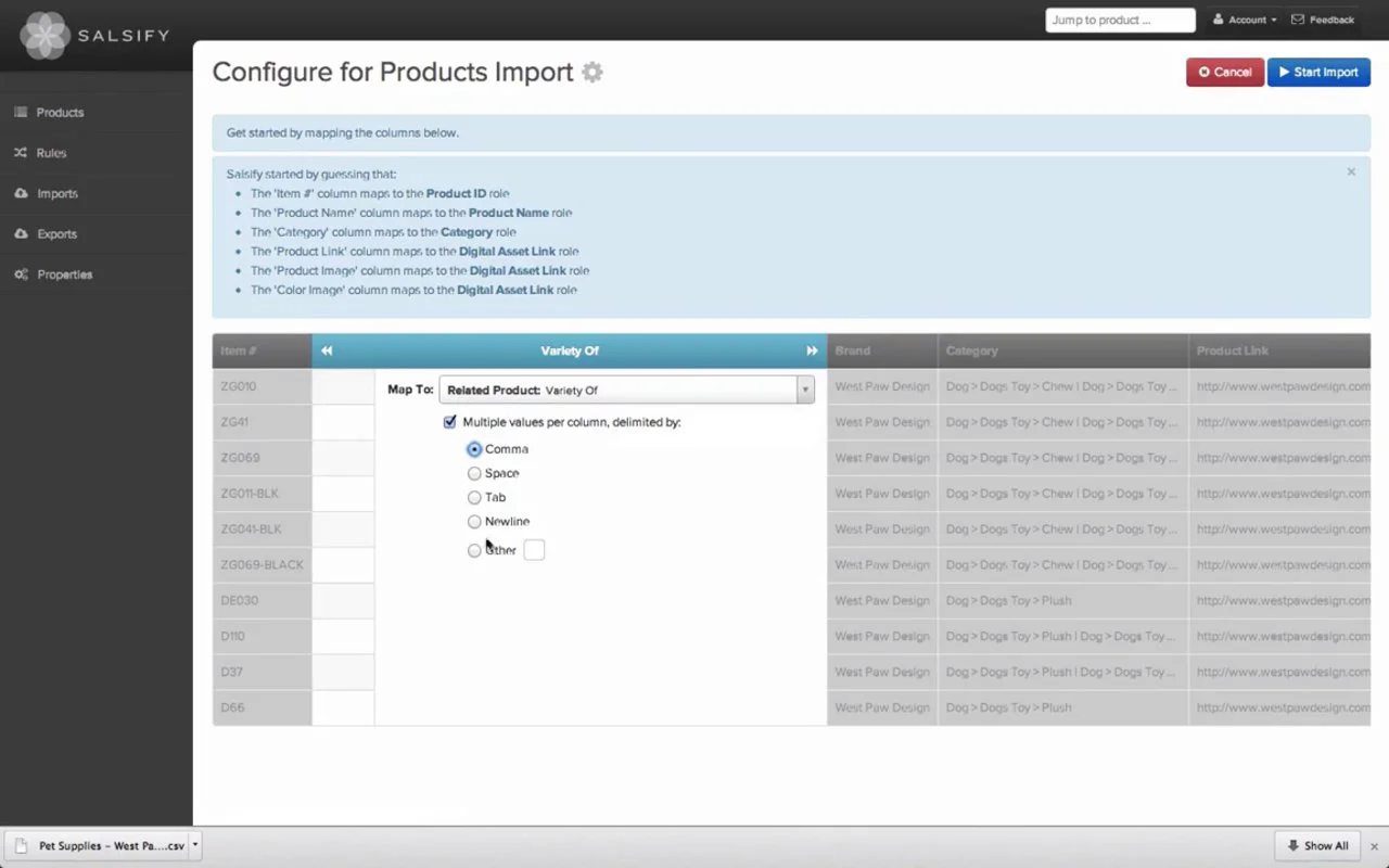 Salsify Data Import Tutorial in Salsify on Vimeo