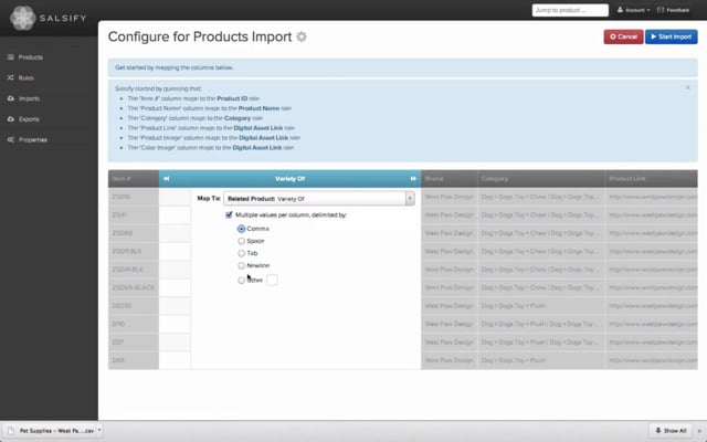 Salsify Data Import Tutorial in Salsify on Vimeo