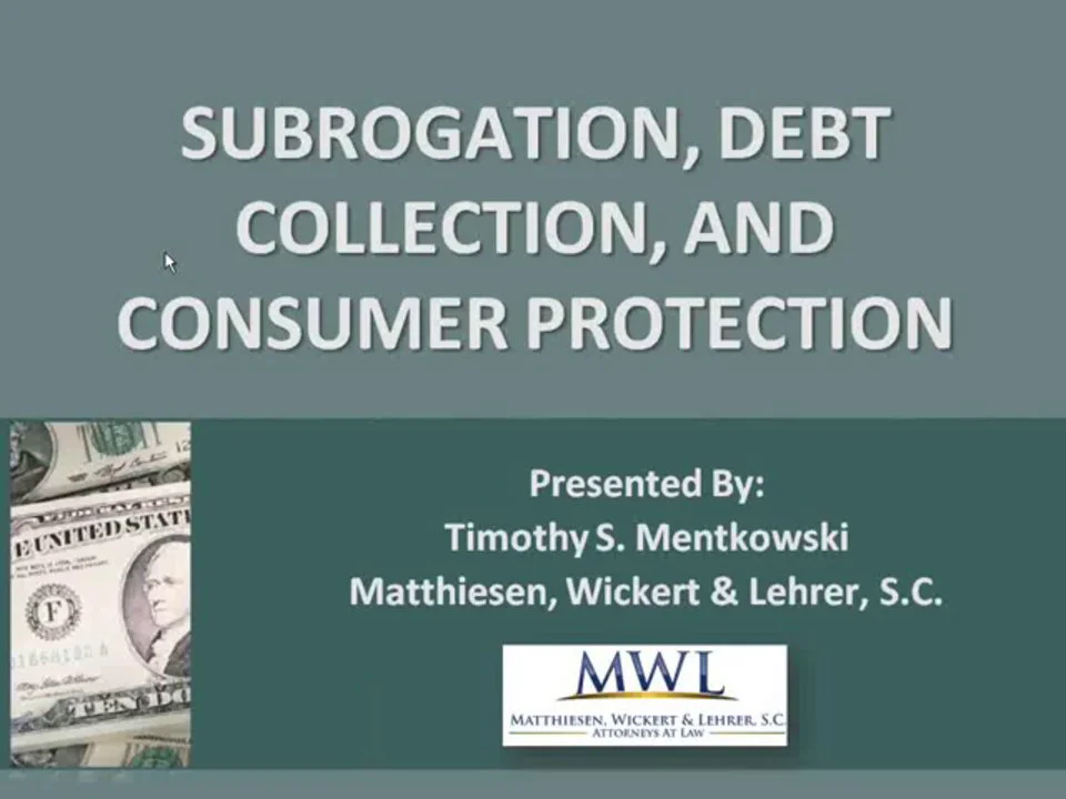 SU - 101 Subrogation, Debt Collection, And Consumer Protection (1 Hr ...