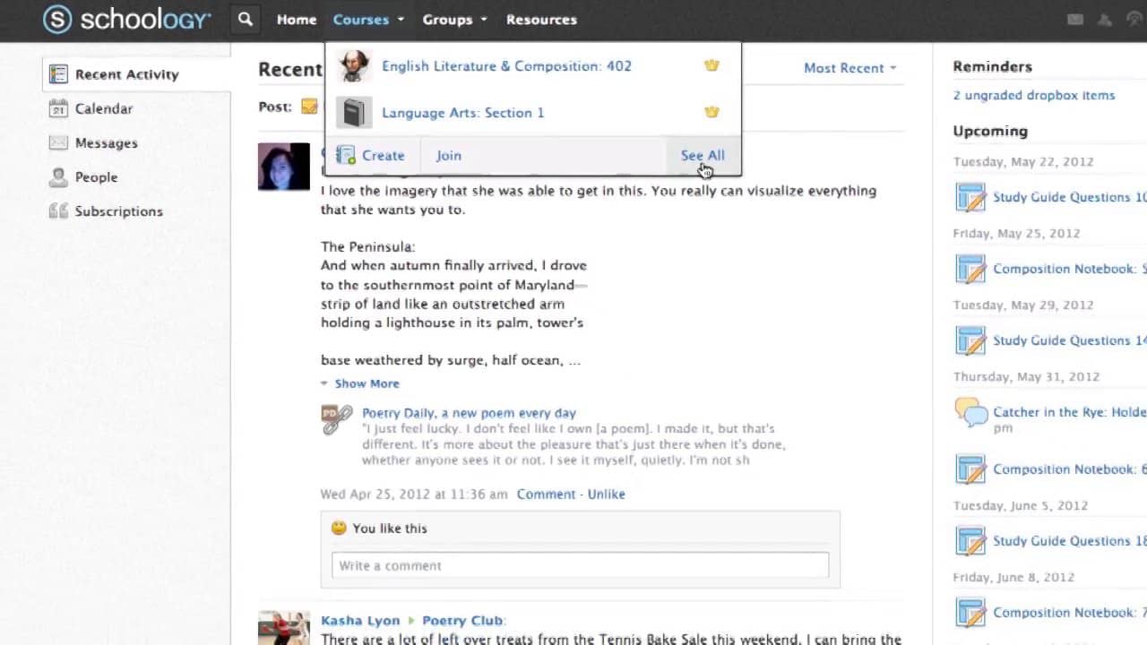 Course Name and Section Name on Vimeo