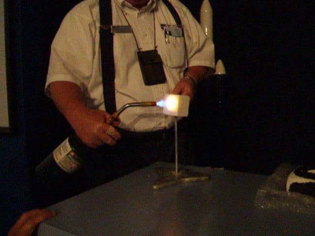 Space Shuttle heat tile insulation demonstration on Vimeo