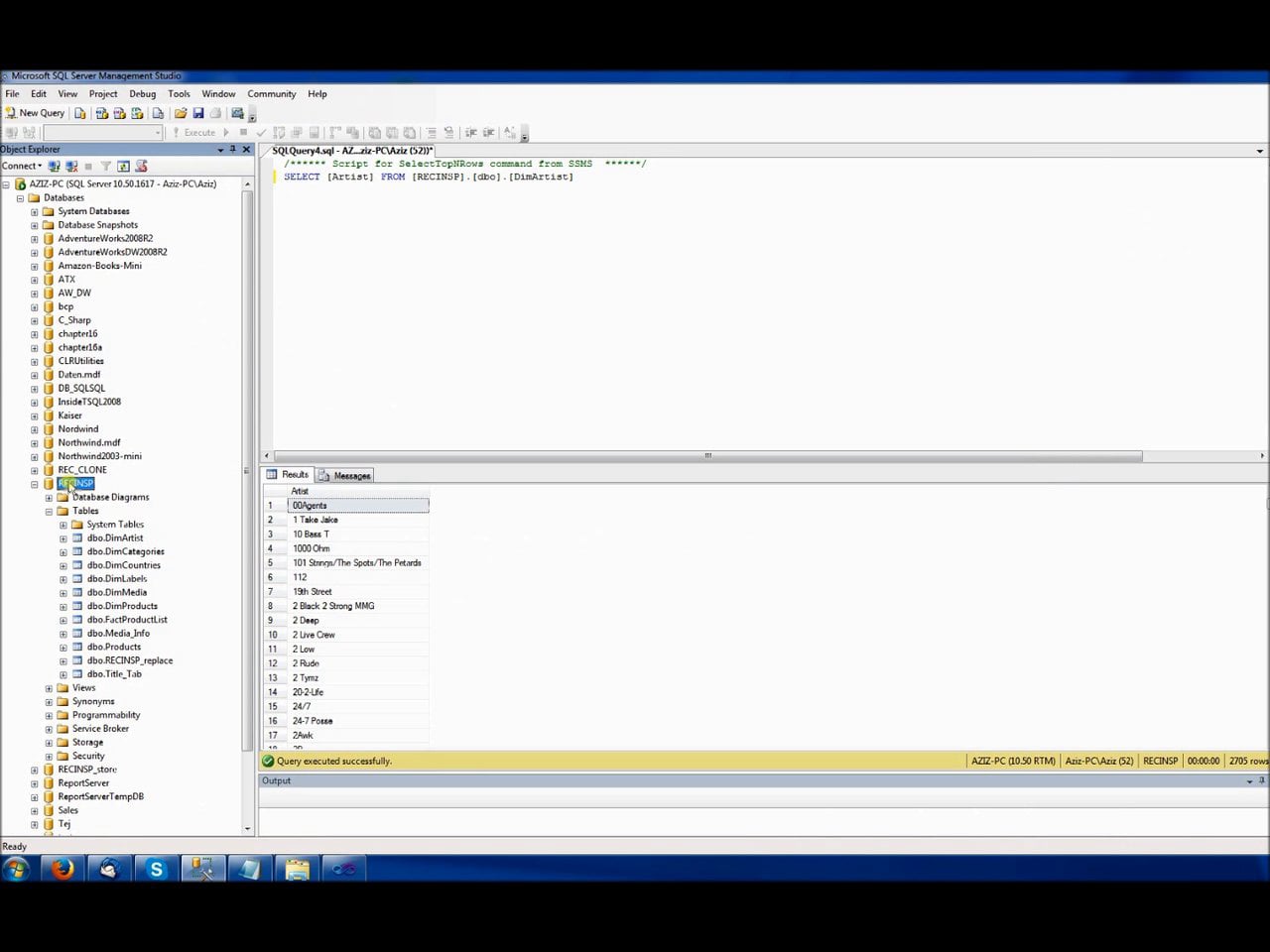 C#: Establishing a connection to SQL Server and return values in a ...