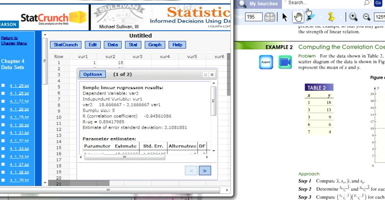 SNHU MAT 130 Week 4 Problem 3: Computing the Linear Correlation ...