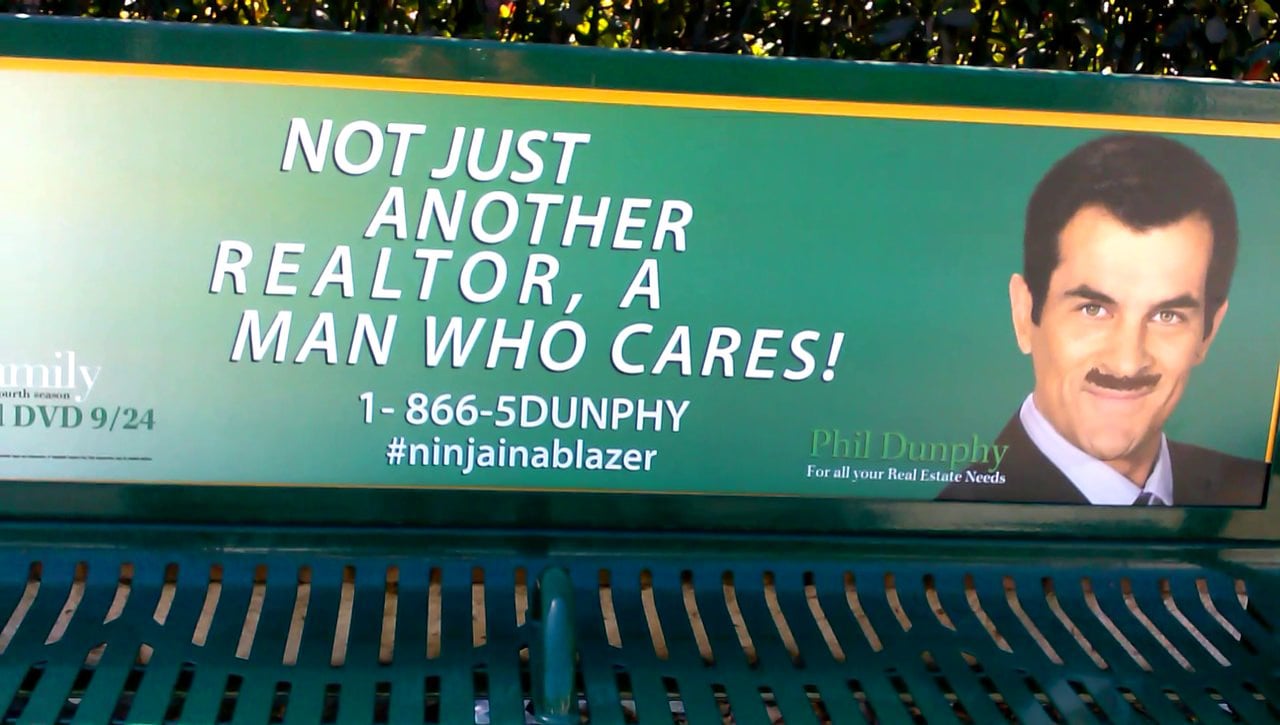 Phil Dunphy mustache bus bench Modern Family on Vimeo