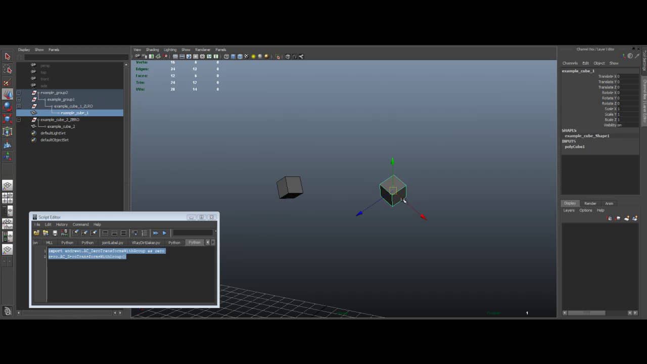 Zero Transforms [Maya Python] on Vimeo
