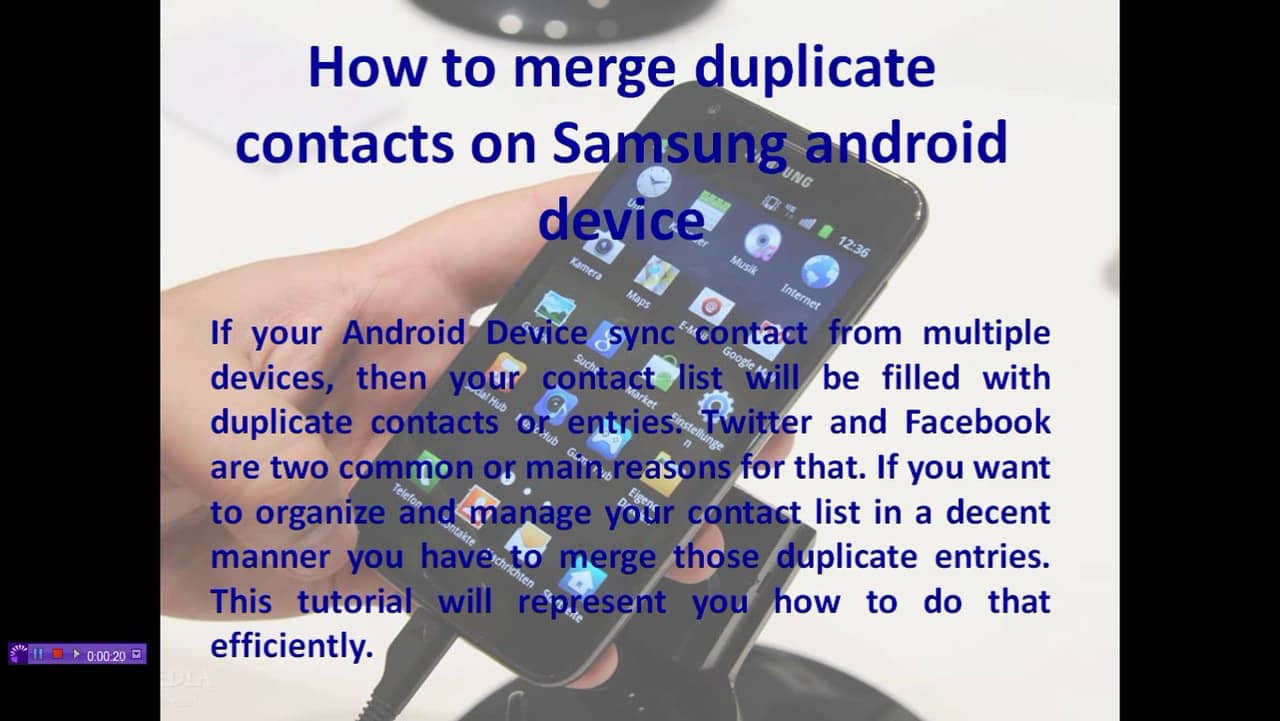 Samsung Android Device: Merge Duplicate Contacts on Vimeo