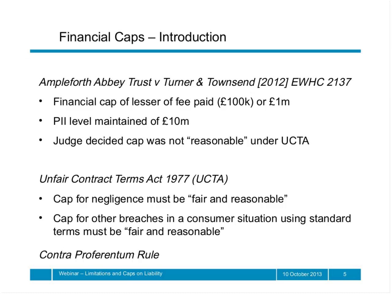 Construction Law Webinar Series: Caps on and exclusions of liability on ...