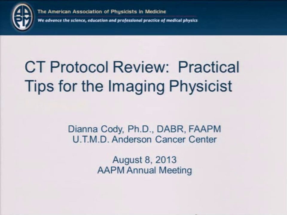 CT Protocol Review: Practical Tips for the Imaging Physicist on Vimeo