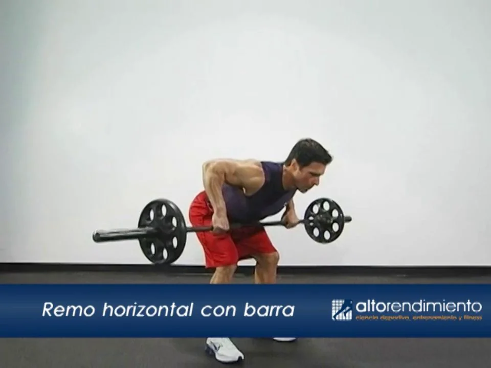 05. Remo horizontal con barra Ejercicios con barra altorendimiento.com