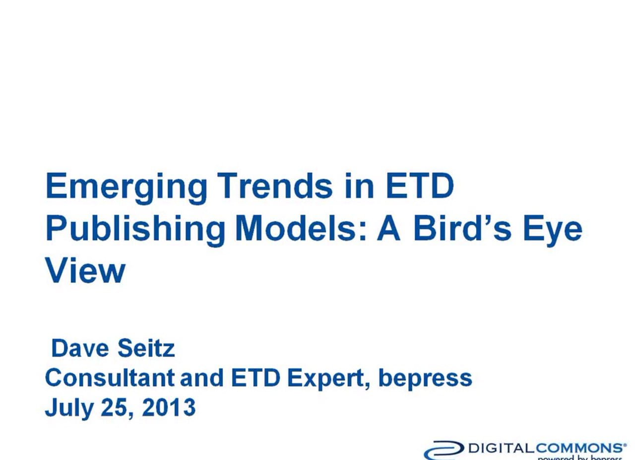 ETD Workflows: A Bird's Eye View on Vimeo