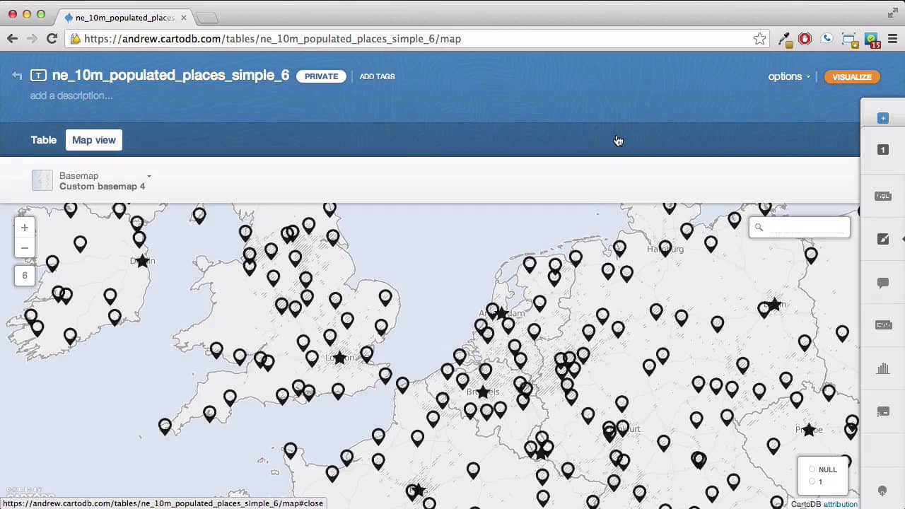 Category map with placemark icons on Vimeo