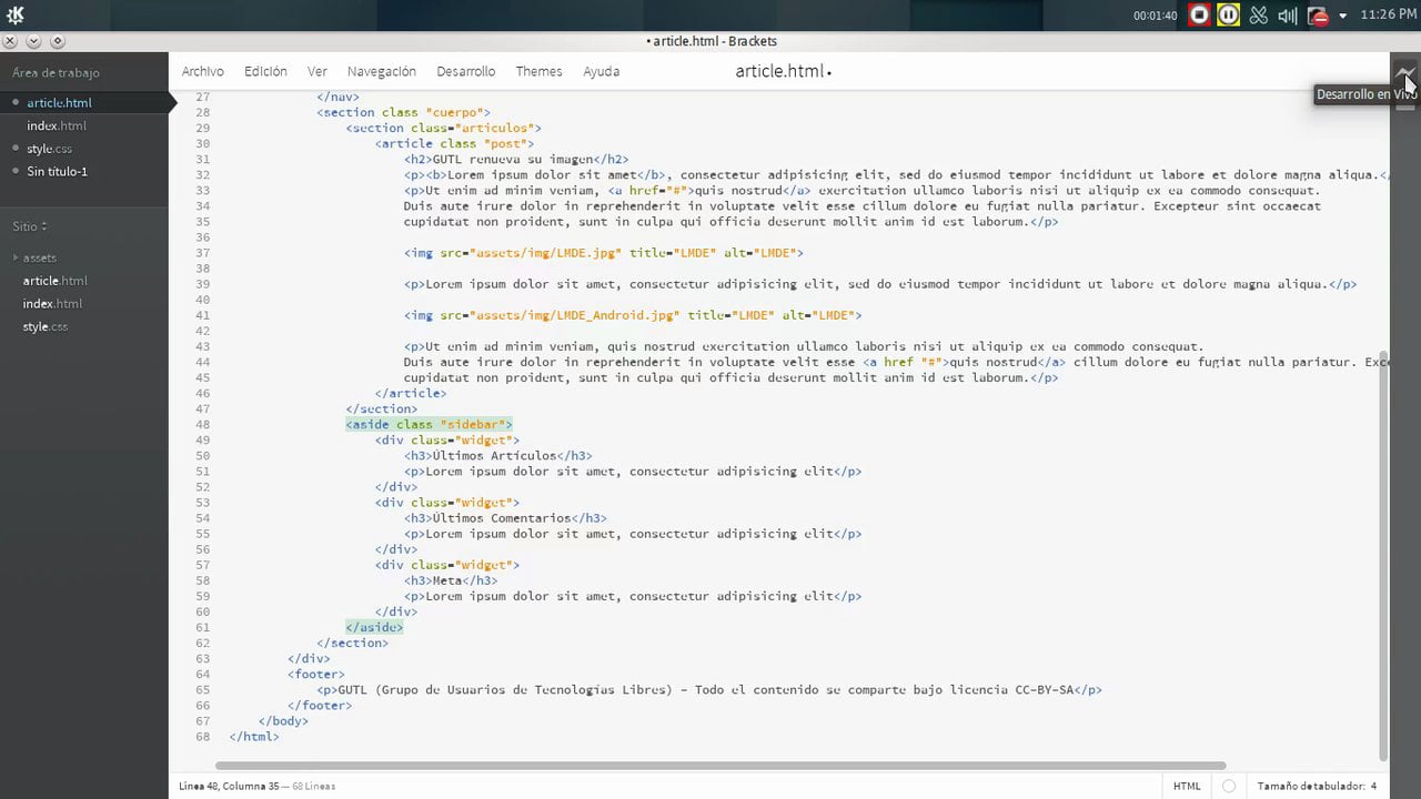 Editores HTML5, CSS3 y JS: Brackets on Vimeo