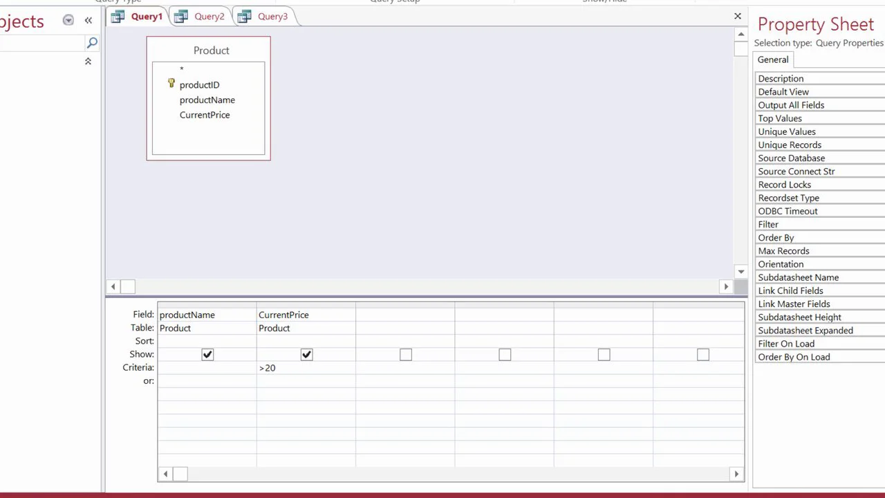 Access Query Criteria