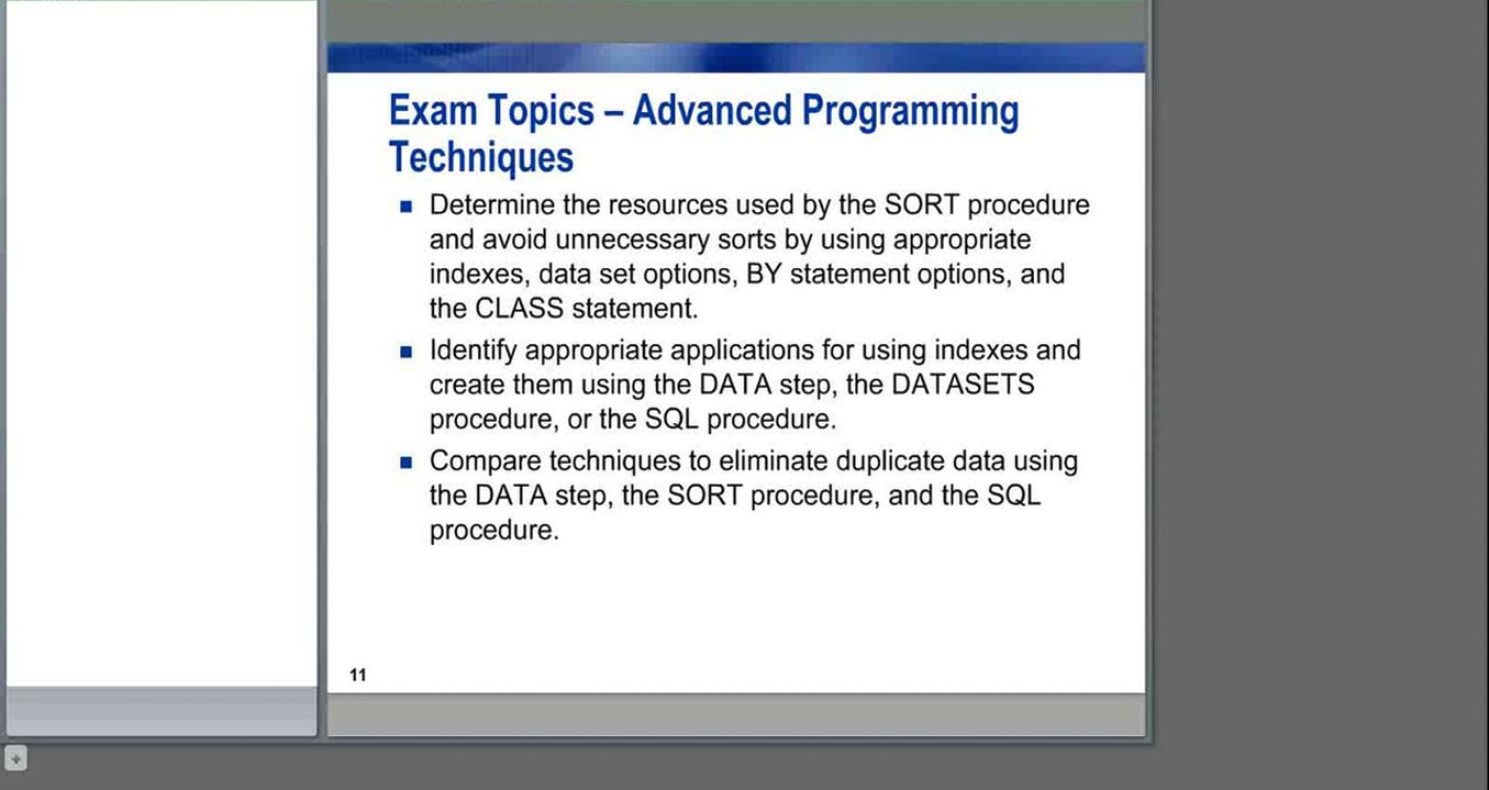 SAS Certified Advanced Programmer for SAS9 Tutorial 20th June 2011 on Vimeo