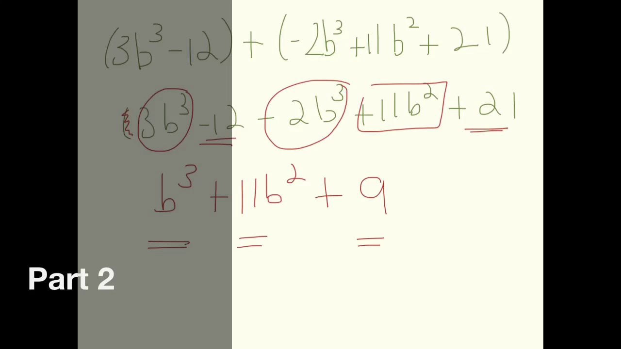Part 2 Adding and Subtracting Polynomilas on Vimeo
