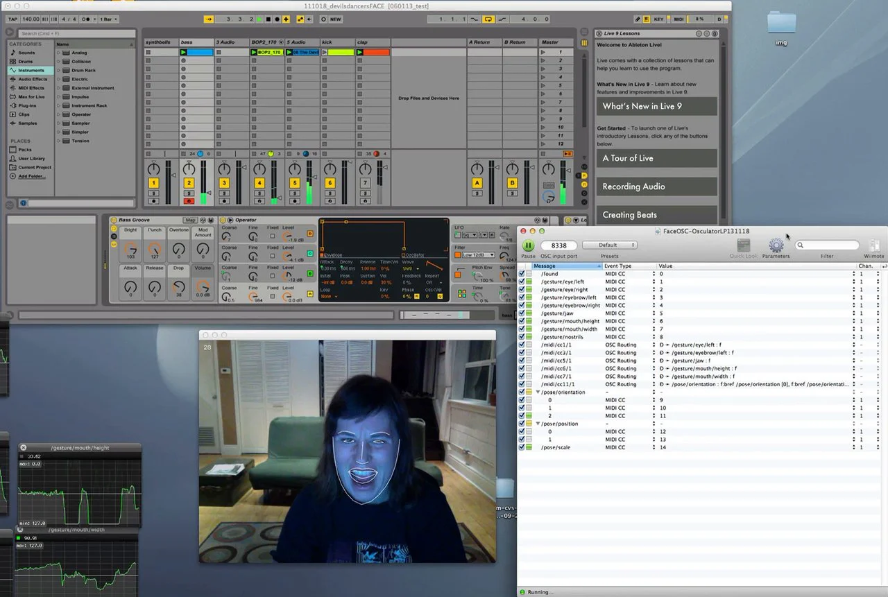 face tracking synth: faceOSC with openFrameworks and Ableton Live on Vimeo