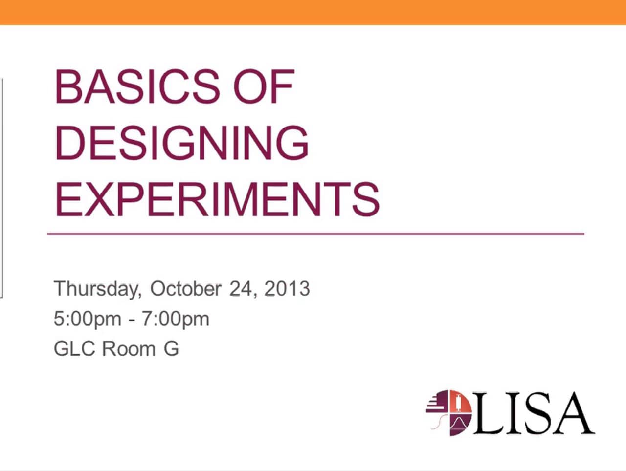 LISA Short Course: Design of Experiments on Vimeo