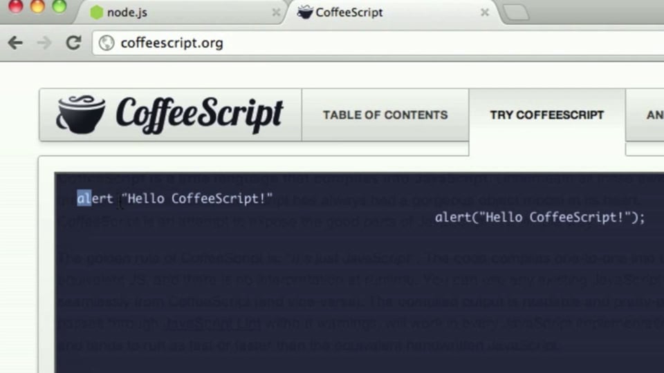 #01 CoffeeScriptとは何か？ | 【旧版】CoffeeScript入門 - プログラミングならドットインストール