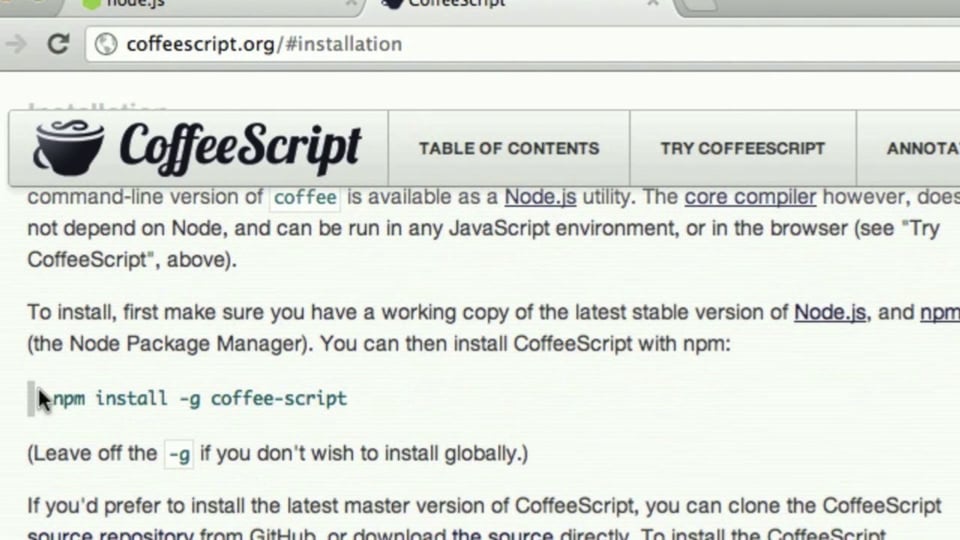 #13 CoffeeScriptの導入について | 【旧版】CoffeeScript入門 - プログラミングならドットインストール
