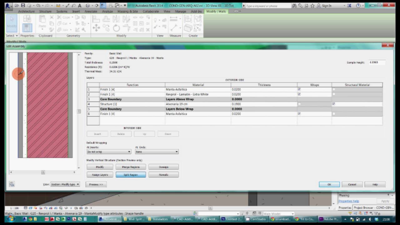 Revit: Using the Split Region Tool to Divide Wall Layers on Vimeo