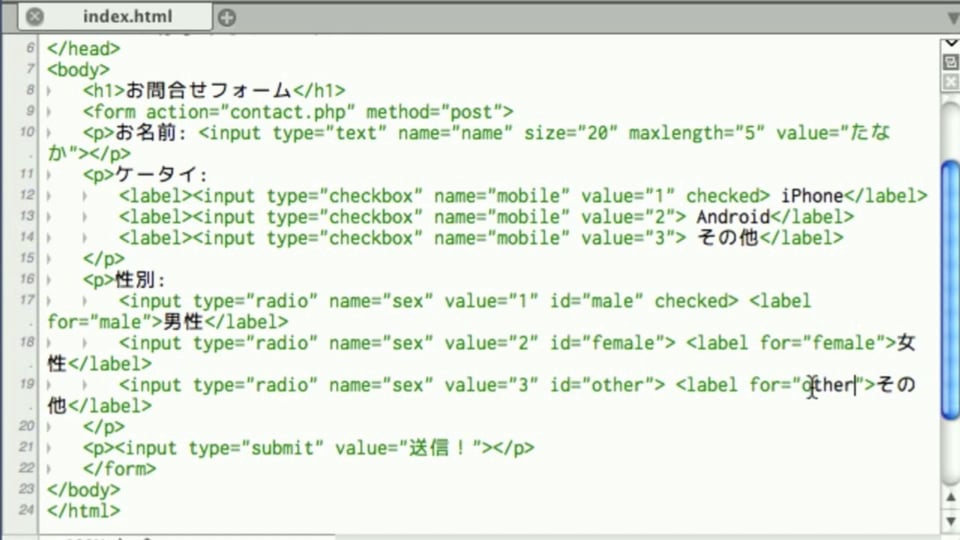 #18 ラベルをつける | 【旧版】HTML基礎文法入門 - プログラミングならドットインストール