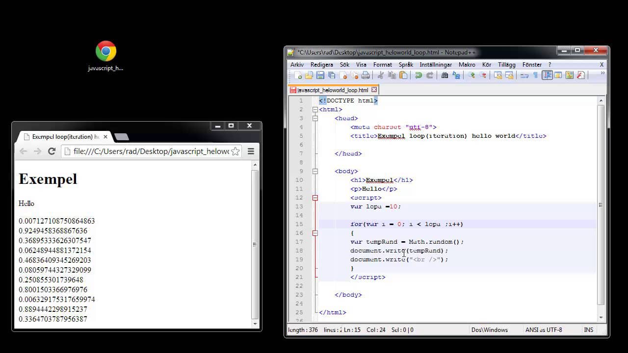 Hello world JavaScript iterationer/loopar on Vimeo