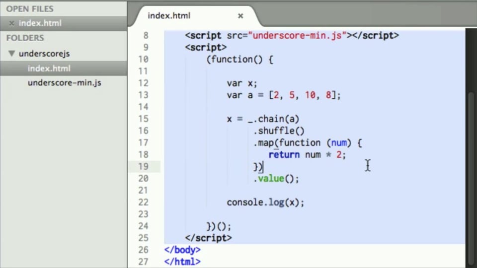 #09 chain、valueを使ってみよう | Underscore.js入門 - プログラミングならドットインストール