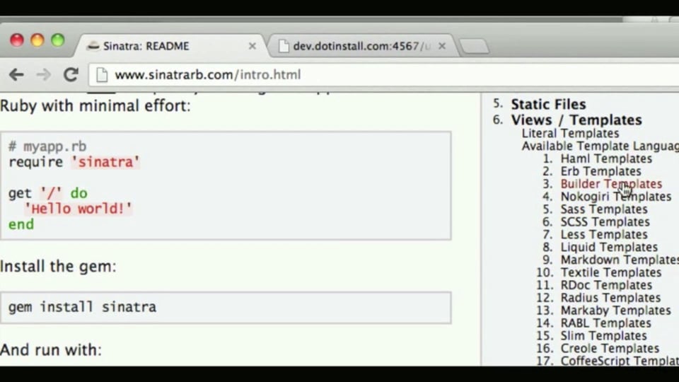 #06 ERBテンプレートを使おう | 【旧版】Sinatra入門 - プログラミングならドットインストール