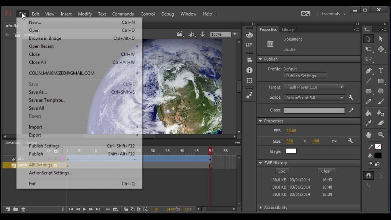Saving and exporting from Adobe Flash Professional CC on Vimeo