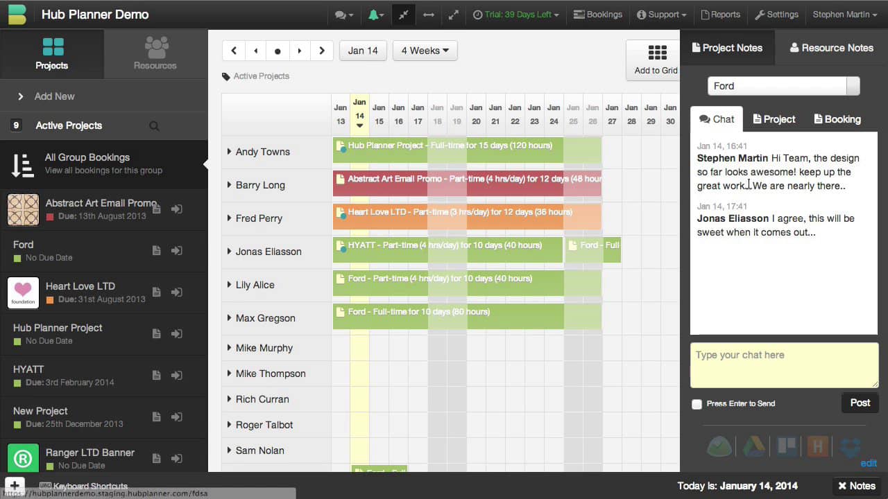 Hub Planner - Resource, Project, Booking Notes Panel on Vimeo