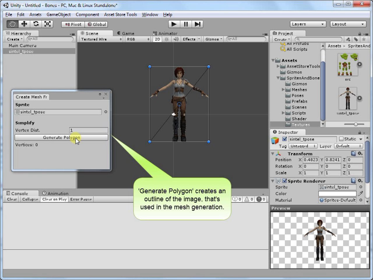Bones and Sprites Tutorial 6 Creating a mesh from a sprite on Vimeo