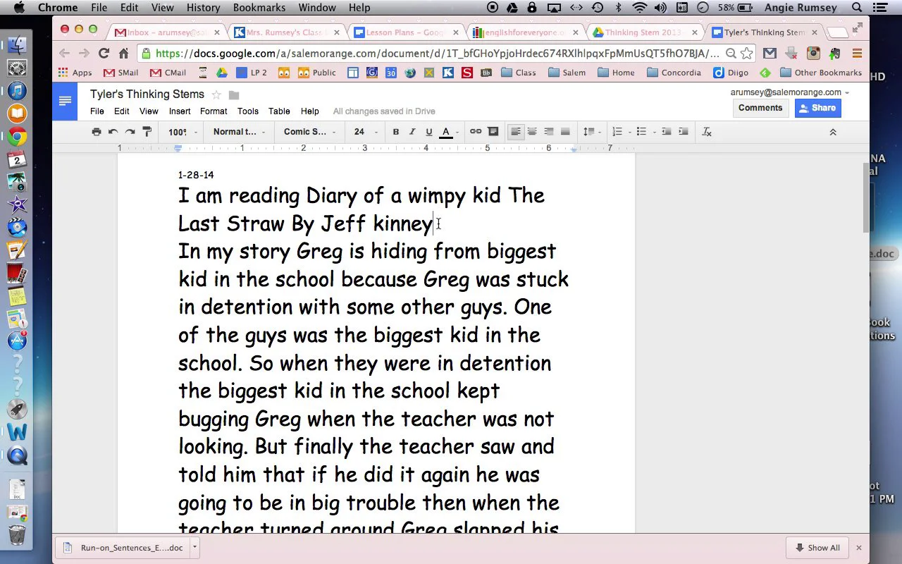 Mrs. Rumsey - 3rd Grade - Run On Sentences on Vimeo