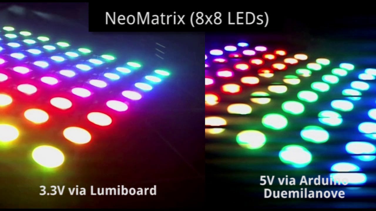 Comparison of NeoPixel strips and NeoMatrices at different voltages on ...