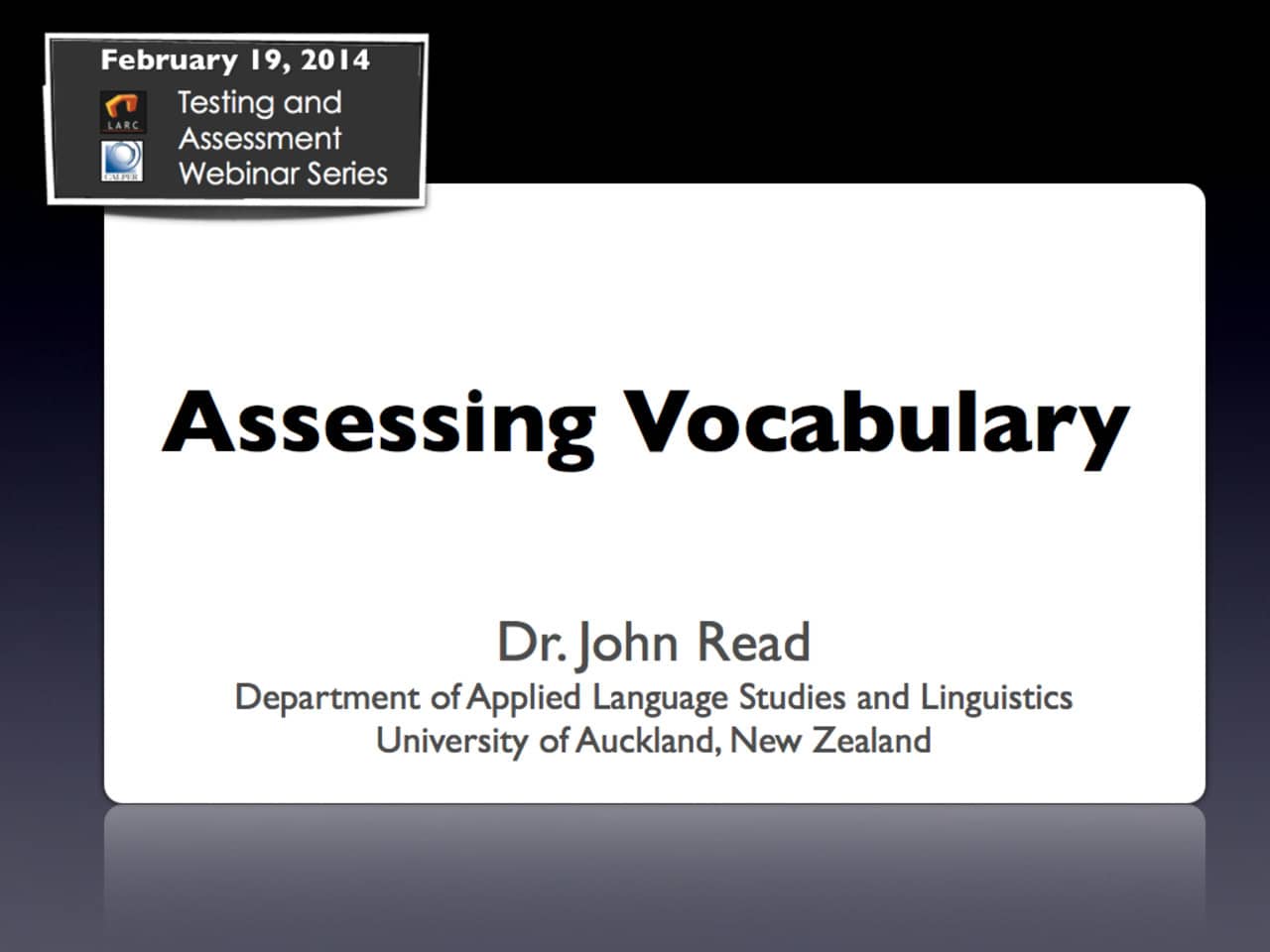 Assessing Vocabulary with Dr. John Read on Vimeo